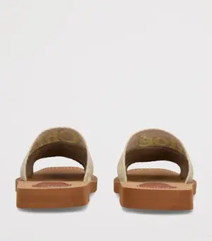 Chloé Canvas Jacquard Woody Flat Sandals - Beige