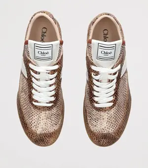 Chloé Snake-embossed Leather Kick Sneakers