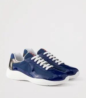 Prada Patent Leather America's Cup Sneakers - Blue