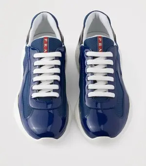 Prada Patent Leather America's Cup Sneakers - Blue