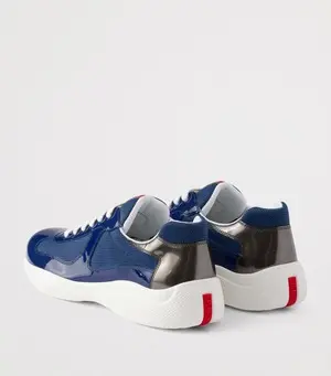 Prada Patent Leather America's Cup Sneakers - Blue
