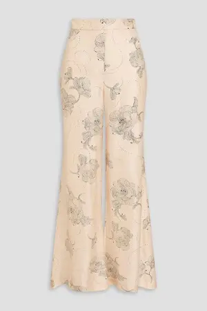 Zimmermann Floralprint Silktwill Flared Pants