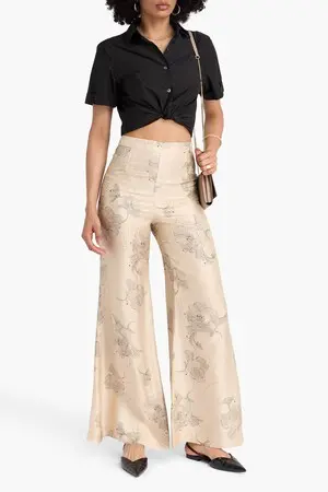 Zimmermann Floralprint Silktwill Flared Pants