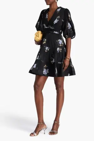 Zimmermann Floralprint Plisséorganza Mini Dress