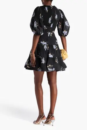Zimmermann Floralprint Plisséorganza Mini Dress