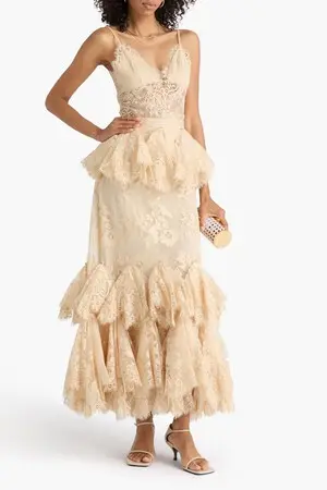 Zimmermann Velvettrimmed Corded Lace Bodysuit