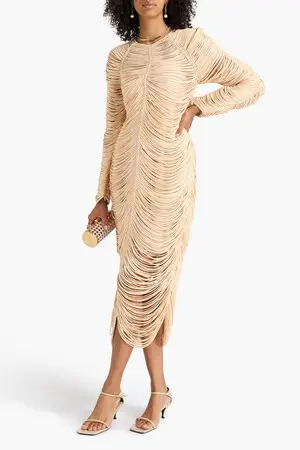 Zimmermann Ruched Cutout Crepe Midi Dress