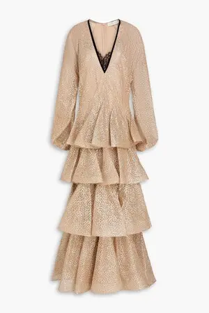 Zimmermann Glittered Ruffled Tulle Gown - Beige
