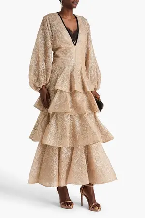 Zimmermann Glittered Ruffled Tulle Gown