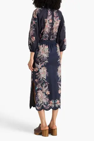 Zimmermann Paisleyprint Linen Midi Skirt