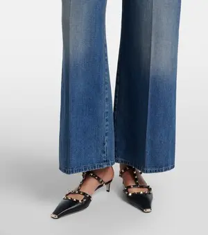 Valentino Garavani Vgold Wide-leg Faded Jeans