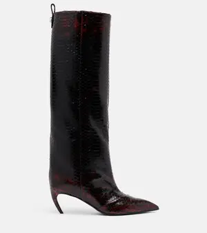 Attico Lea Snake-effect Leather Knee-high Boots - Black