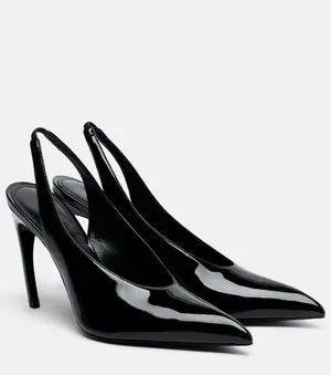 Attico Viper Leather Slingback Pumps - Black