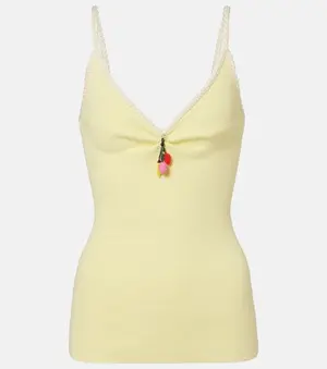 Prada Embellished Cotton-blend Bouclé Top - Yellow