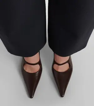 Alaïa Drop Leather Slingback Pumps - Brown