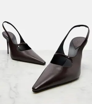 Alaïa Drop Leather Slingback Pumps - Brown