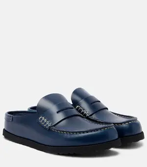 BIRKENSTOCK Naples Leather Mules - Blue