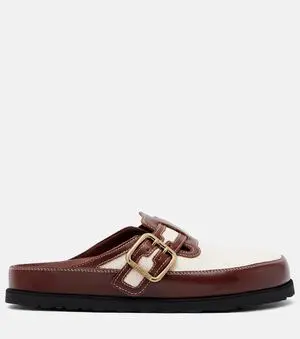 BIRKENSTOCK Boston Leather-trimmed Woven Clogs