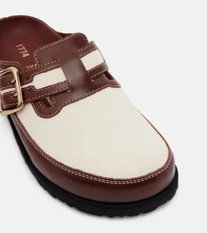 BIRKENSTOCK Boston Leather-trimmed Woven Clogs
