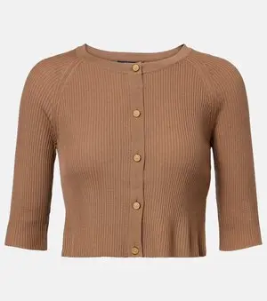 Max Mara Cropped Virgin Wool Cardigan - Brown
