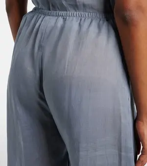 LESET Niko Cropped Wide-leg Ramie Pants