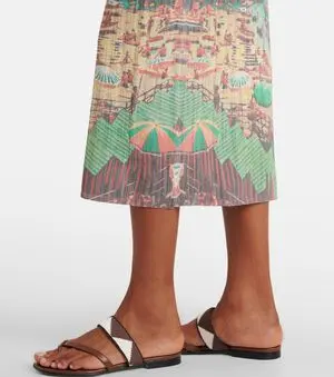 Staud Bryn Printed Compact Knit Midi Dress