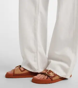 BIRKENSTOCK Arizona Woven Sandals With Leather Trim - Beige