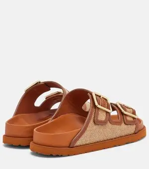 BIRKENSTOCK Arizona Woven Sandals With Leather Trim - Beige