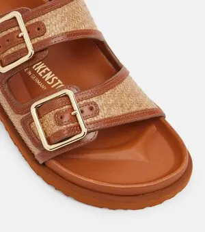 BIRKENSTOCK Arizona Woven Sandals With Leather Trim - Beige