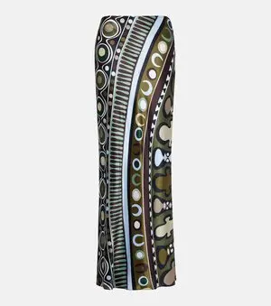 Emilio Pucci Silk Satin Maxi Skirt - Green