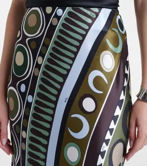 Emilio Pucci Silk Satin Maxi Skirt - Green
