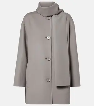 Max Mara Scarf-detail Virgin Wool Coat - Blue