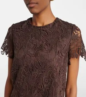 Max Mara Cotton Guipure Lace Minidress - Brown