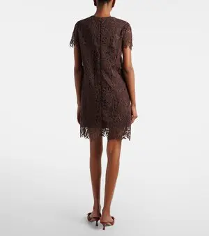 Max Mara Cotton Guipure Lace Minidress - Brown