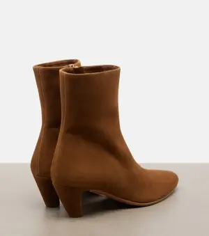 AQUAZZURA Suede Zip-up Pointed Toe Ankle Boots - Beige