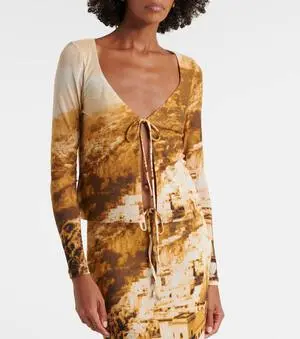 Staud Avani Printed Mesh Top - Yellow