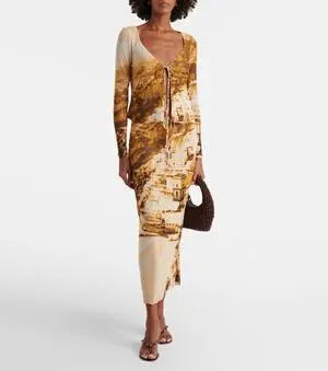 Staud Avani Printed Mesh Top - Yellow