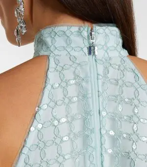 ROTATE BY BIRGER CHRISTENSEN Sequined Mesh Halterneck Gown