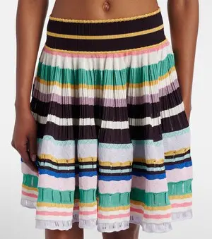 Alaïa Striped Knitted Miniskirt - Multicoloured