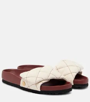 BIRKENSTOCK Sylt Quilted Canvas Slides - White