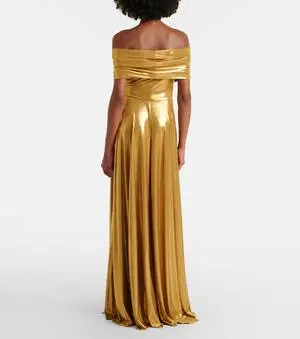 Norma Kamali Off-shoulder Lamè Gown