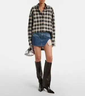 Attico Lea Croc-effect Leather Knee-high Boots - Brown