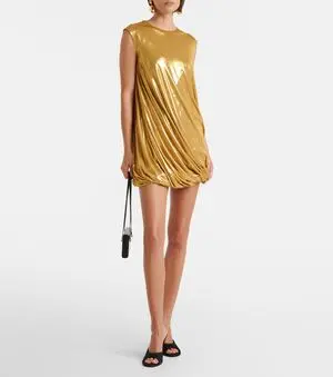 Norma Kamali Draped Lamé Minidress