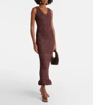 Staud Roan Open-knit Midi Dress - Brown