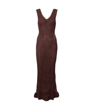Staud Roan Open-knit Midi Dress - Brown