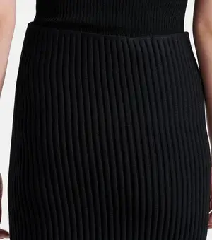 Alaïa Fringed Ribbed-knit Skirt