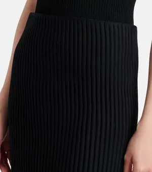 Alaïa Fringed Ribbed-knit Maxi Skirt - Black