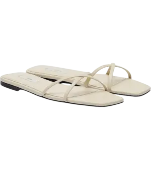TOTEME Square Open Toe Leather Slides - White