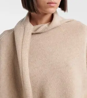 Attico Virgin Wool Sweater With Scarf Detail - Beige