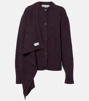 Attico Scarf-detail Wool And Cashmere Cardigan - Brown